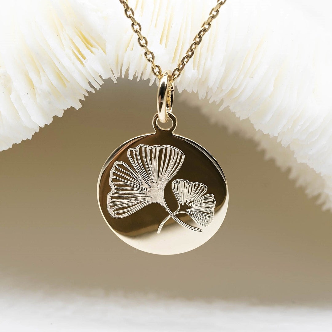 Ginkgo Necklace • GINKGO BILOBA Pendant 17mm • Gingko Necklace • YOGA ...