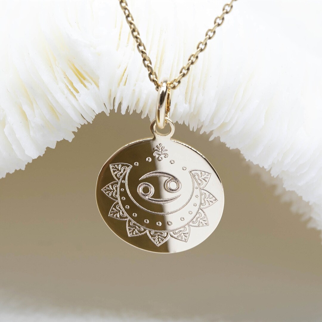 Astrology Necklace • Gold Plated ASTROLOGICAL SIGN Mandala Pendant 17mm ...
