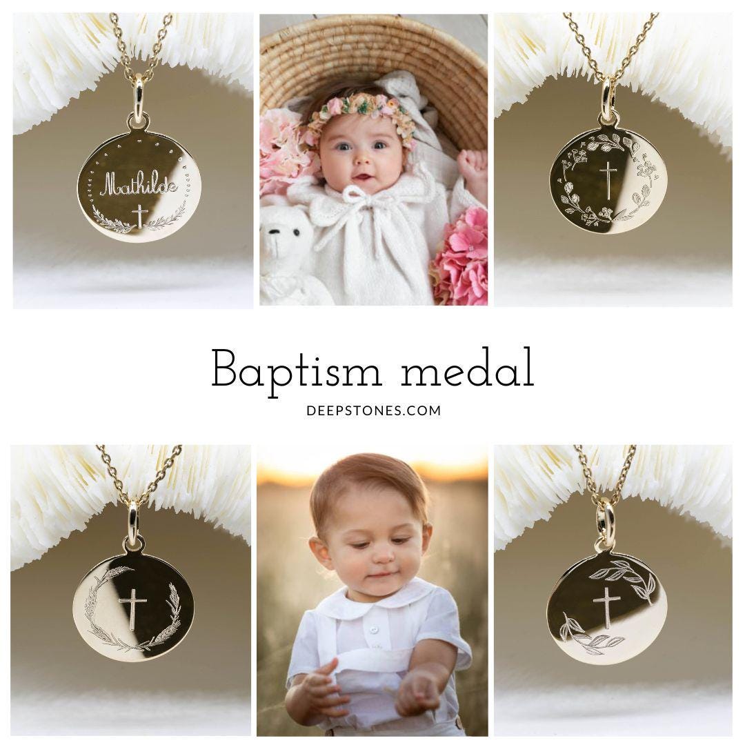 Baptism Baby • Girl Baptism Medal 17mm • Baptism Gift • Baptism Jewelry ...