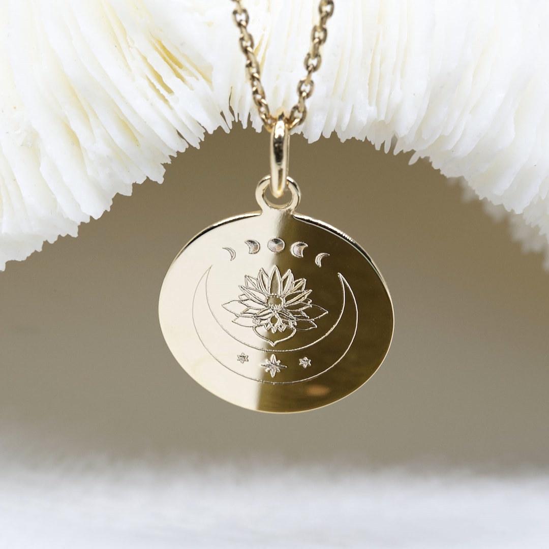 Moon Jewelry • PEACFUL MOON 17mm Pendant • Moon Cycle Necklace ...