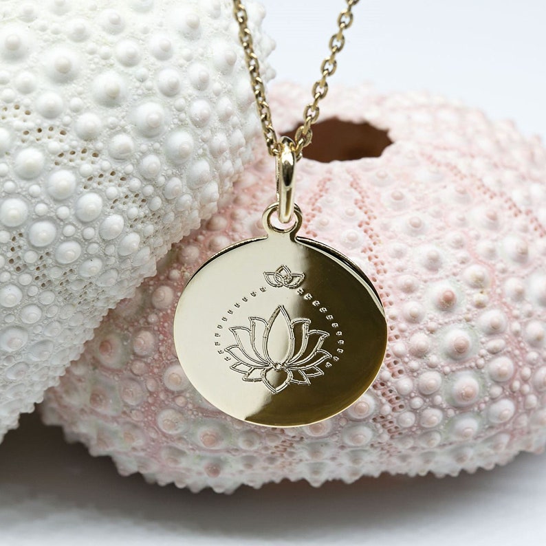 Lotus Flower Pendant 17mm • Lotus Flower Necklace • Yoga Jewelry ...