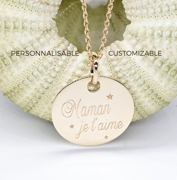 Mum Gifts Mother s Day Personal Necklace Mom Gift Personalized Pendant 19 Mm 0.75 Engraved Medal Etsy