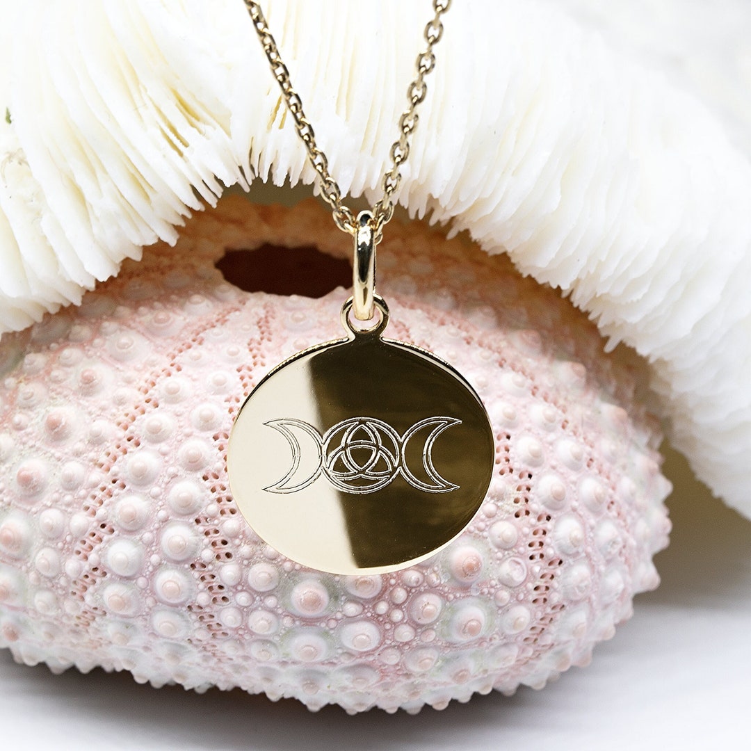 Sacred Feminine Jewel TRIPLE GODDESS Medal 17 Mm Moon Goddess Necklace ...