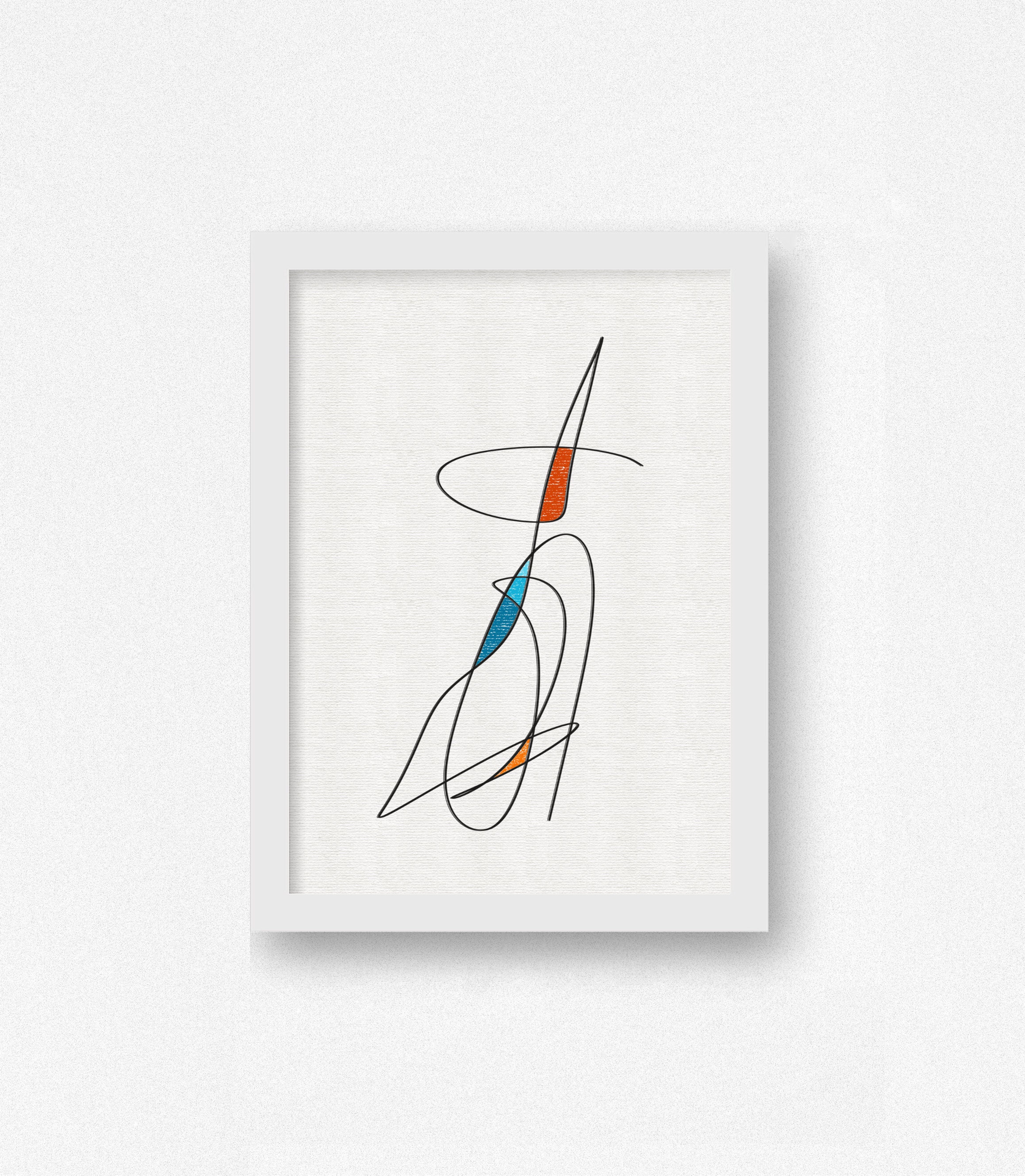 Mid Century Modern Wall Art Line Art Single Line Drawing | Etsy