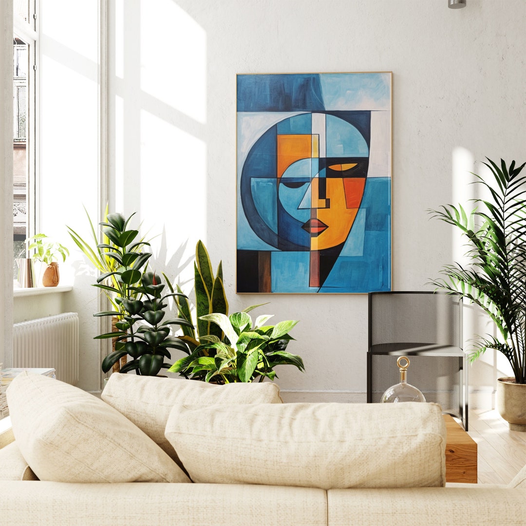 Cubist Face Abstract Art Print Framed, Modern Wall Art, Contemporary ...