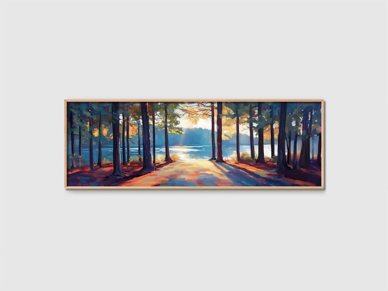 Summer Lake Print - Framed Canvas Art, Panoramic Wall Art Framed - Etsy