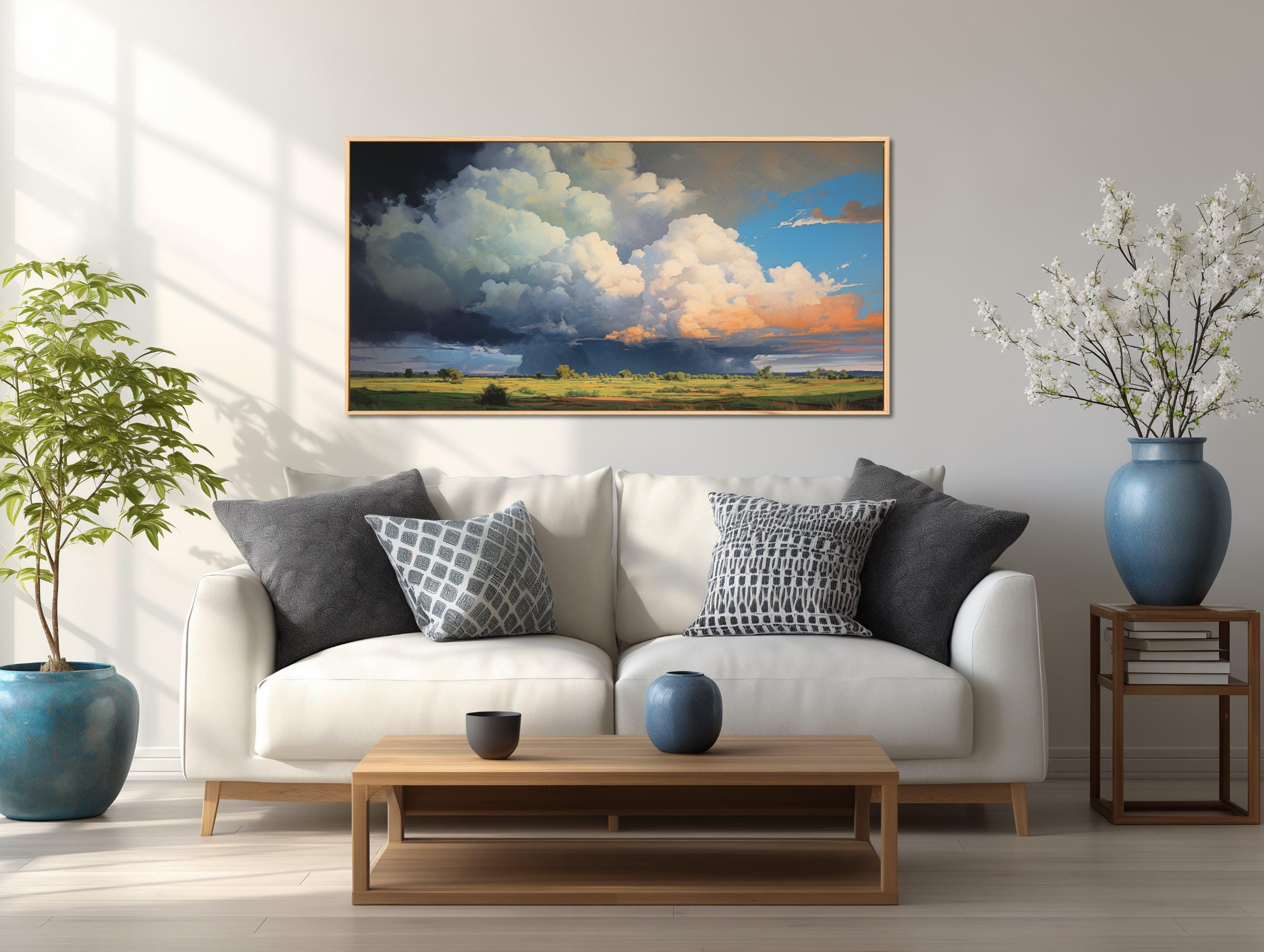 Prairie Landscape Painting: Framed Western Wall Art | Country Storm - Etsy