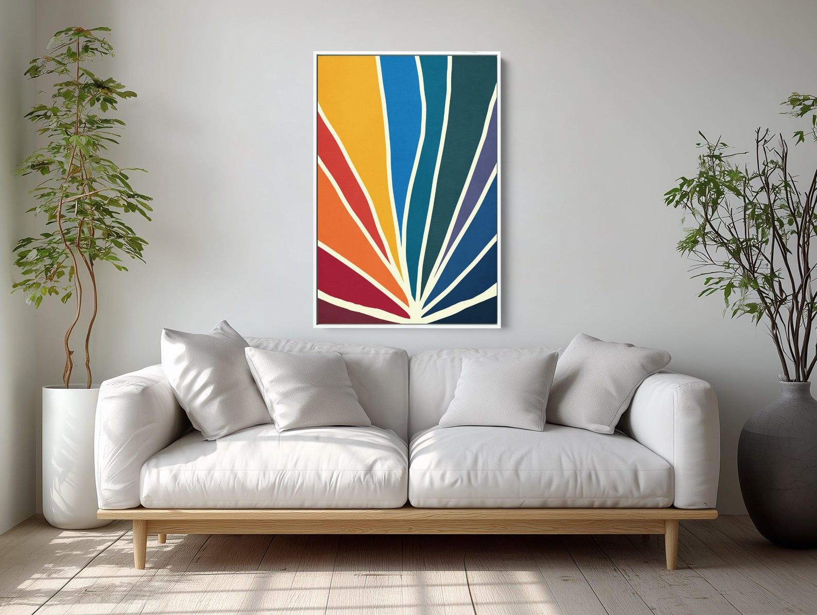 Abstract Sunrise Art Print: Mid Century Modern Colorful Wall Decor - Etsy