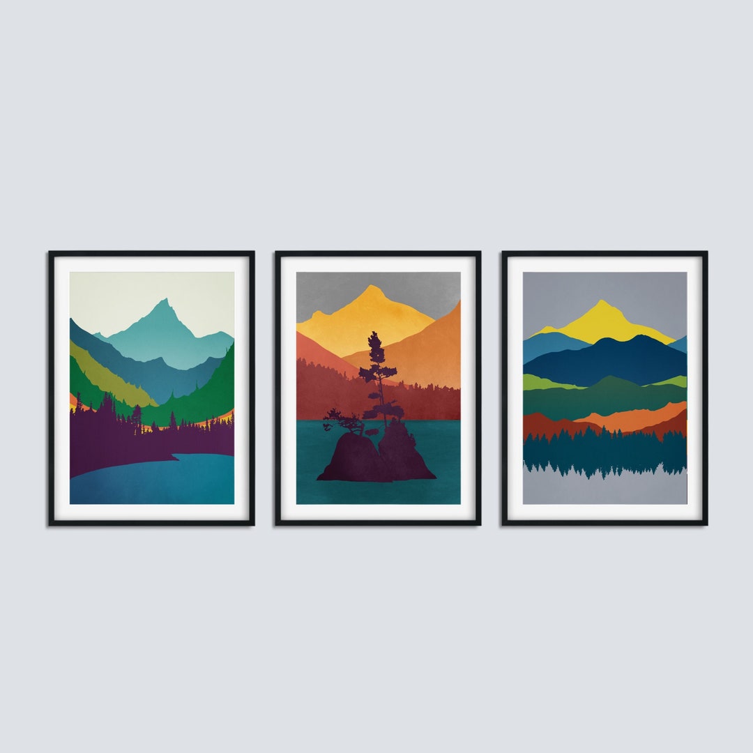 Gallery Wall Art Set Mountain Art Prints Framed Contemporary - Etsy