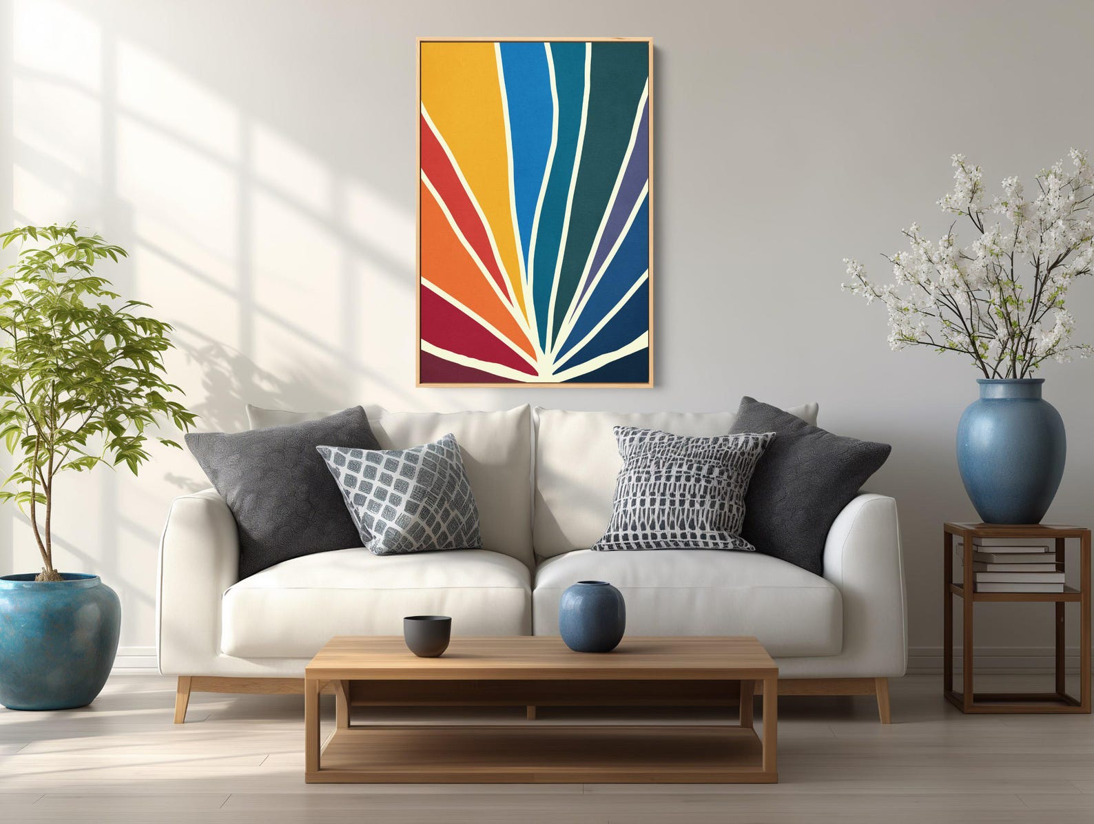 Abstract Sunrise Art Print: Mid Century Modern Colorful Wall Decor - Etsy