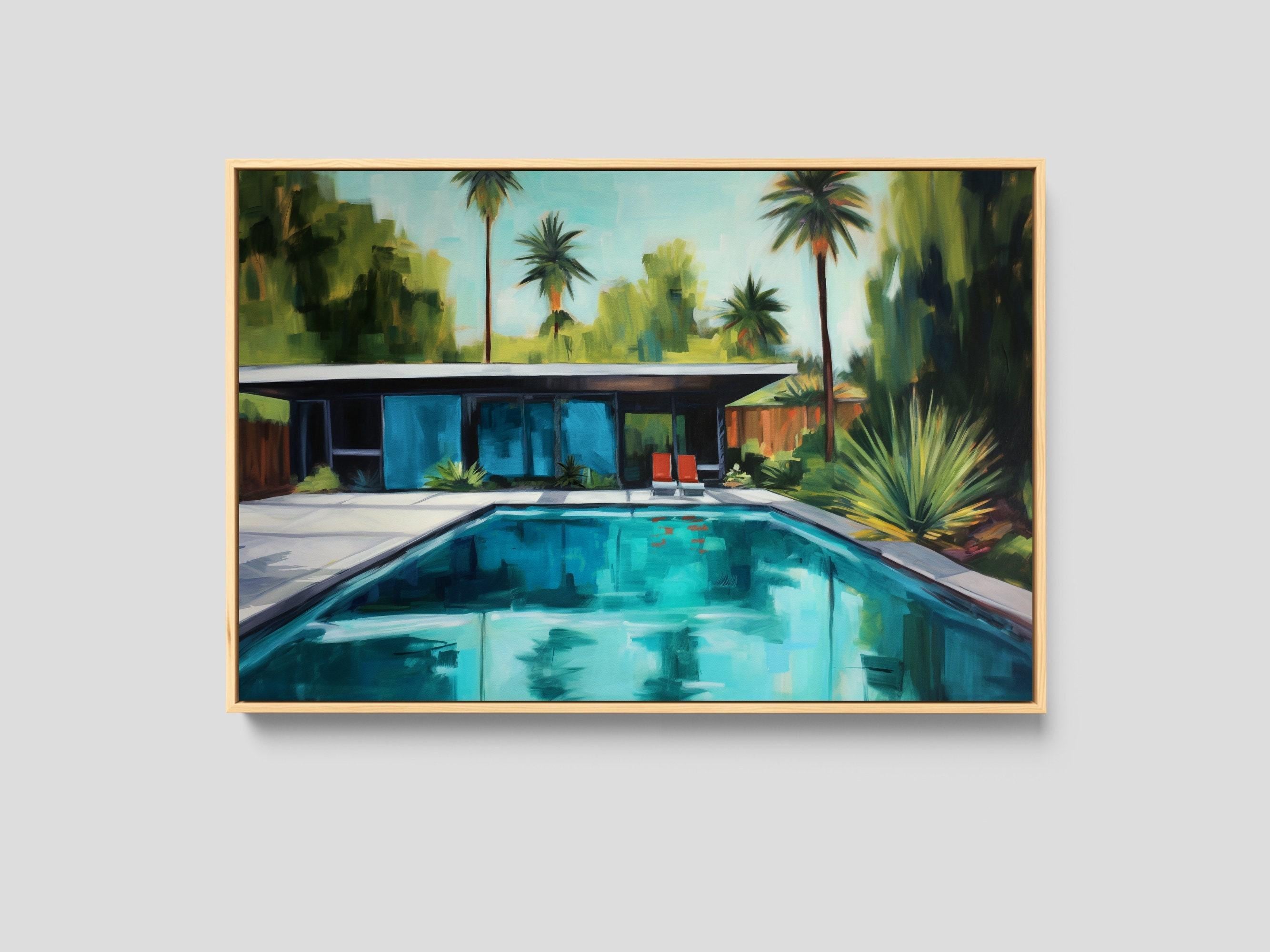 Mid Century Modern Swimming Pool Art Print: Framed Wall Decor - Etsy
