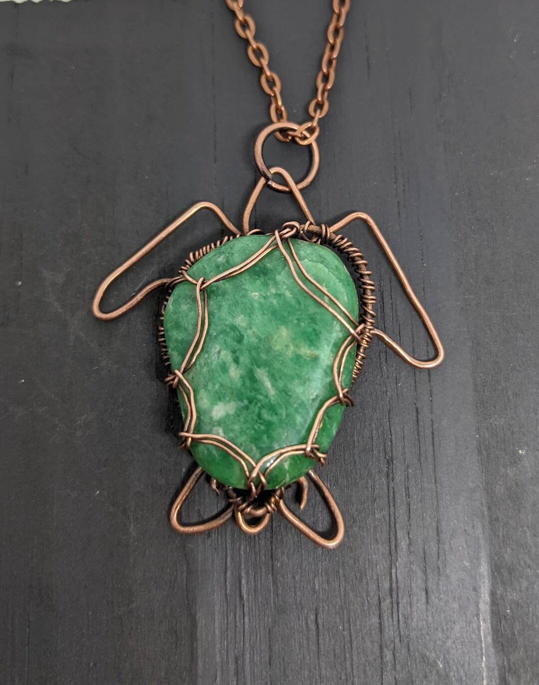 Green Amazonite Copper Wire Wrapped Sea Turtle Necklace - Etsy