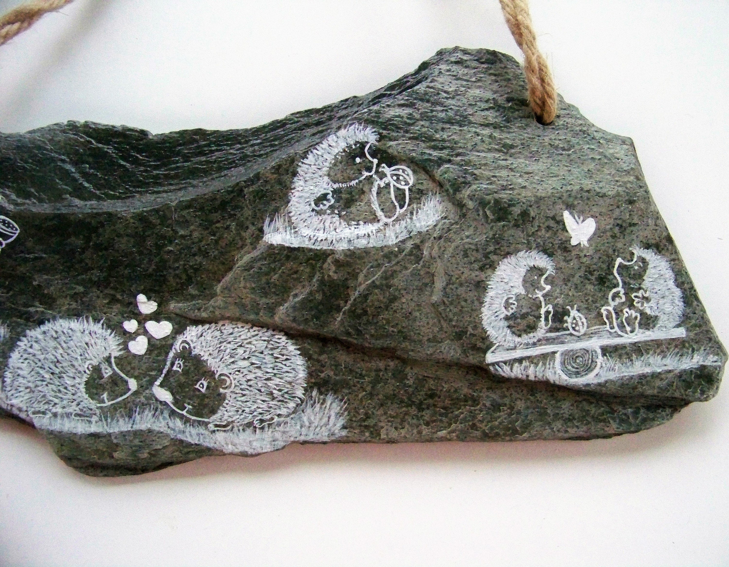 Slate Garden Decoration, Home Decoration, Hand-painted Slate, hedgehog ...