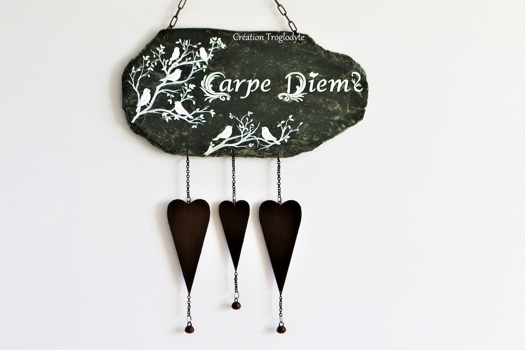 Customizable Slate Garden Mobile, Hand Painted, Wind Chime for Garden ...
