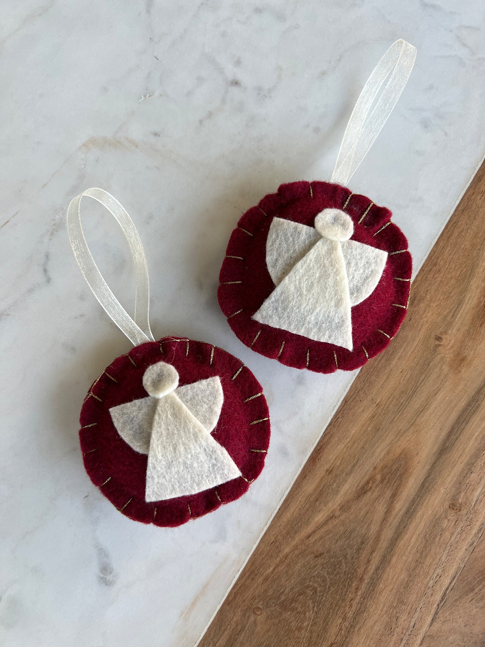 Felt Angel Ornaments Set of 2: Minimalistic Ornament, Handmade Ornament ...