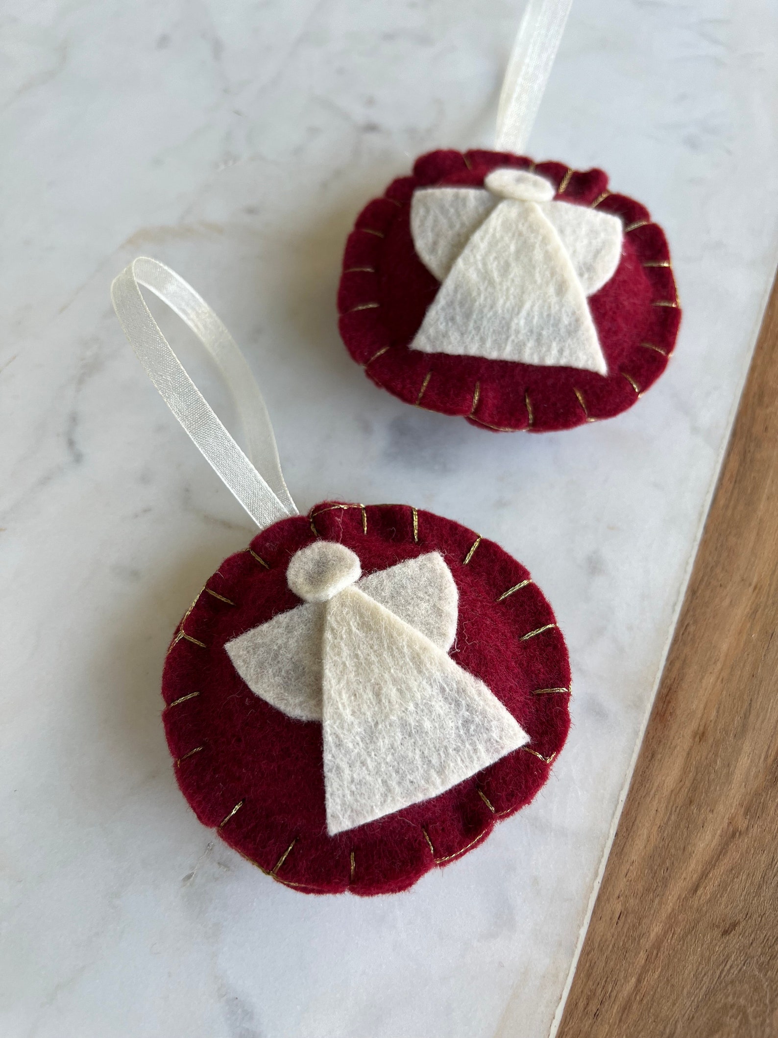 Felt Angel Ornaments Set of 2: Minimalistic Ornament, Handmade Ornament ...