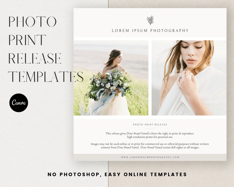Print Release Template Design, Canva Template, Photography Marketing ...