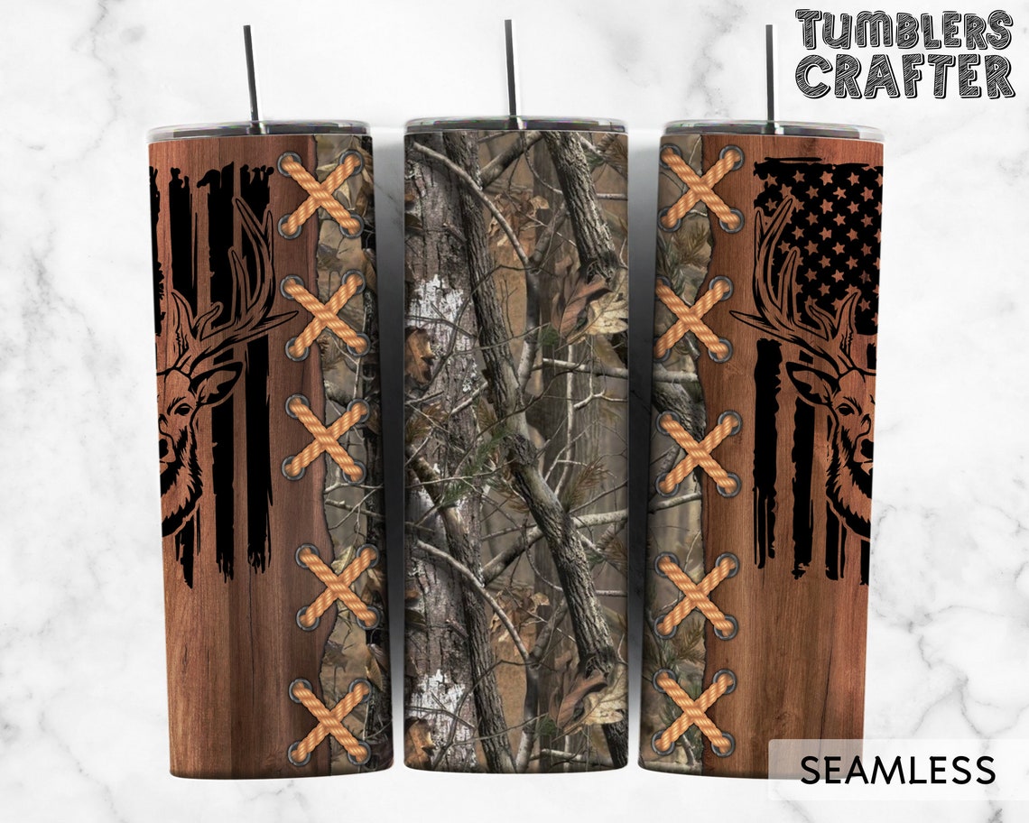 Camo Hunting Tumbler Design , Deer Stag Hunter Male Seamless ...