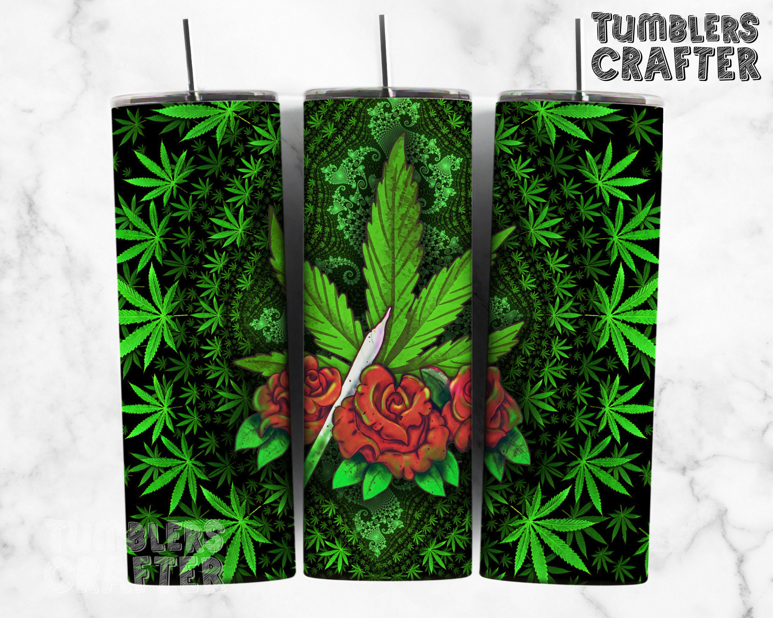 Cannabis and Rose Tumbler Wrap Png, Weed Marijuana 420 Skinny Tumbler ...