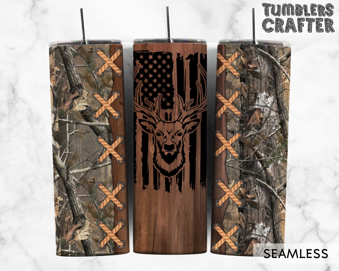 Camo Hunting Tumbler Design , Deer Stag Hunter Male Seamless ...