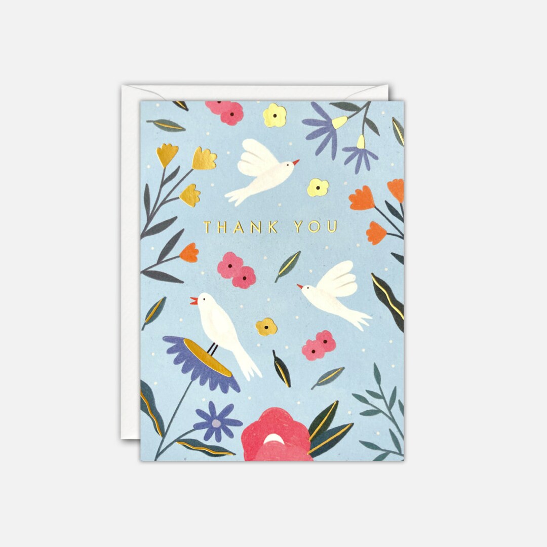 Birds and Flowers Mini Thank You Card by James Ellis - Etsy
