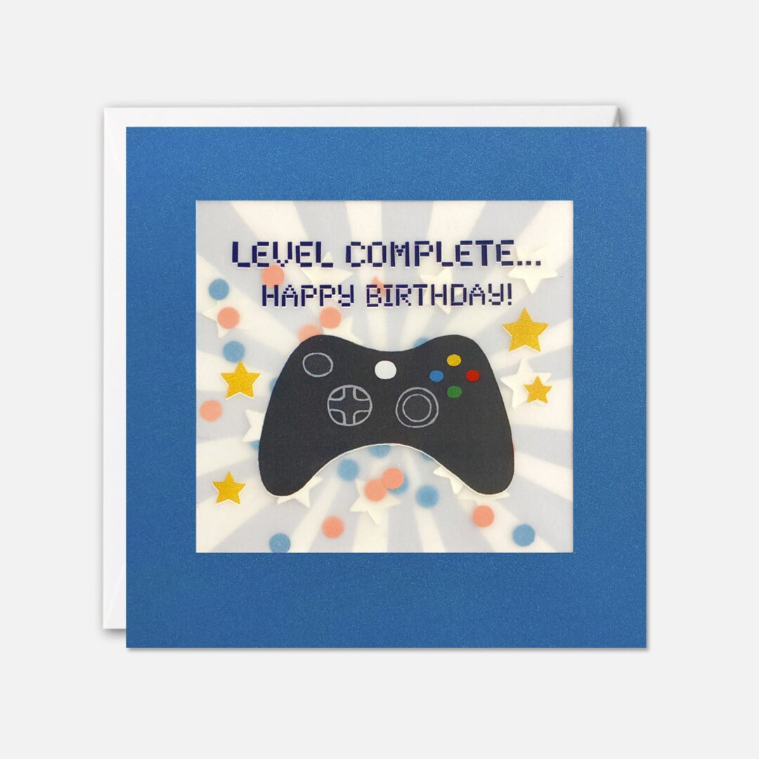 Level Complete Birthday Card With Paper Confetti - Paper Shakies by ...