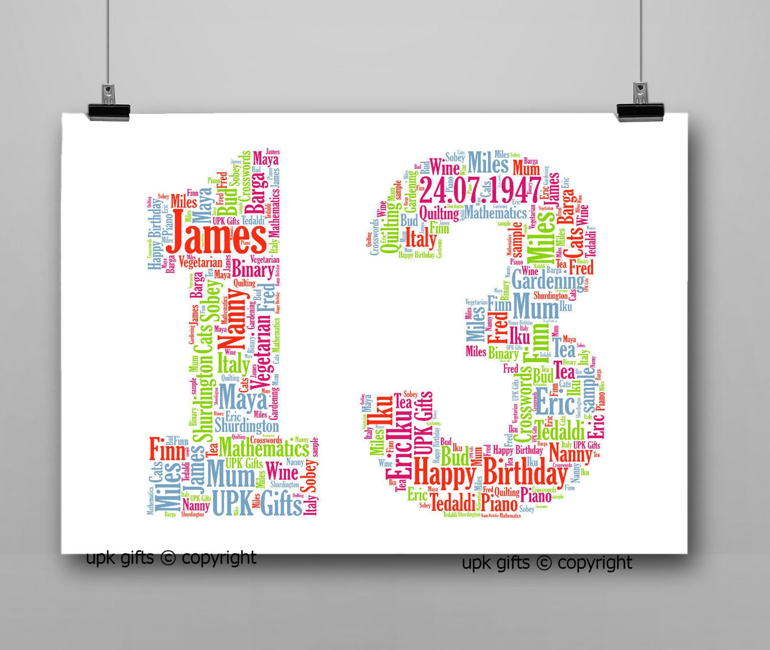 Personalised 13th Gift Word Art Age 13th Birthday Gift - Etsy UK