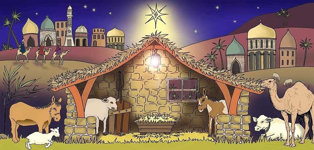 Modern Nativity Backdrop 120 X 240 Cm - Etsy