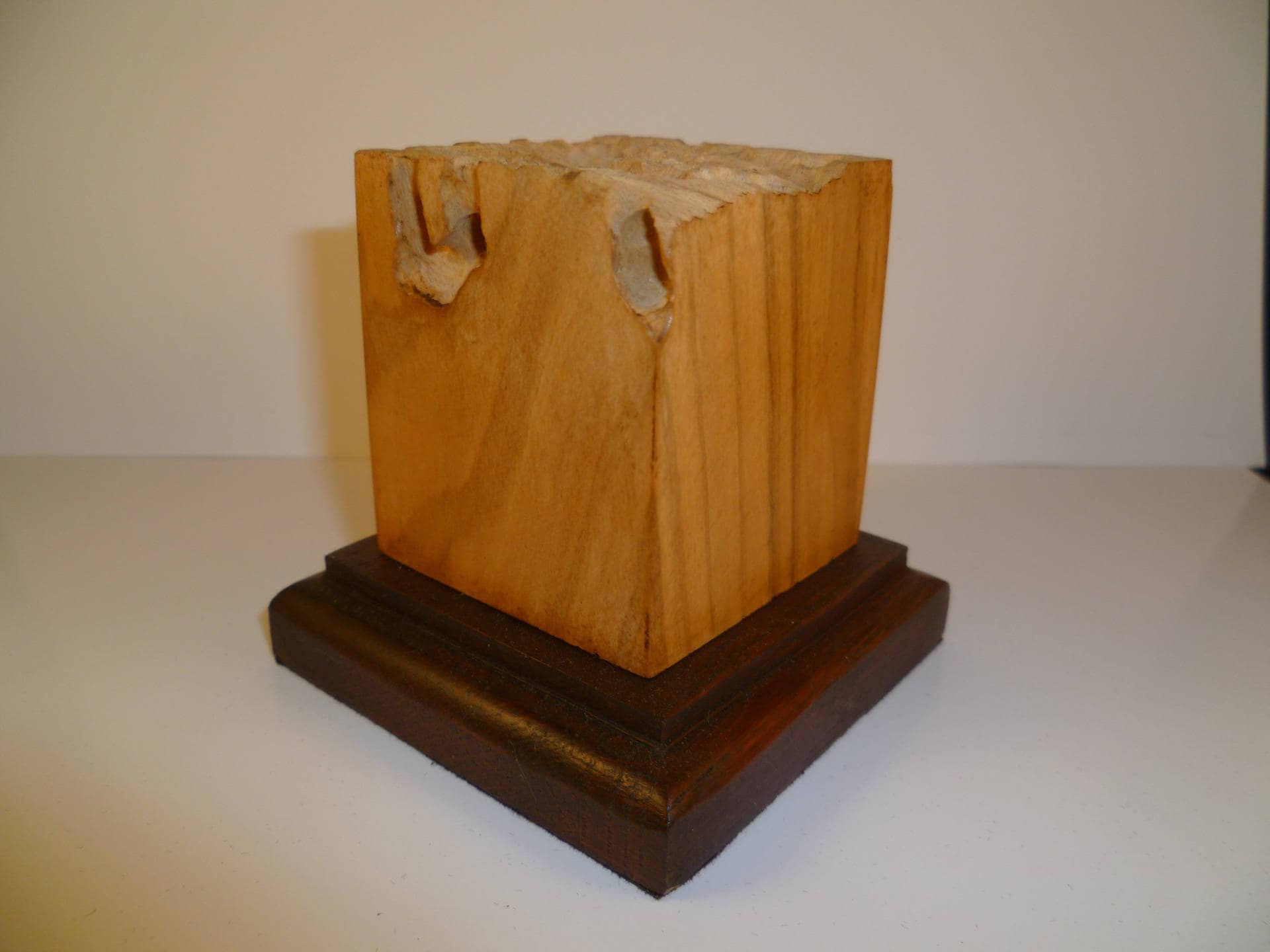 Socle carré en bois d'olivier et de chêne olivtext1 - Etsy France