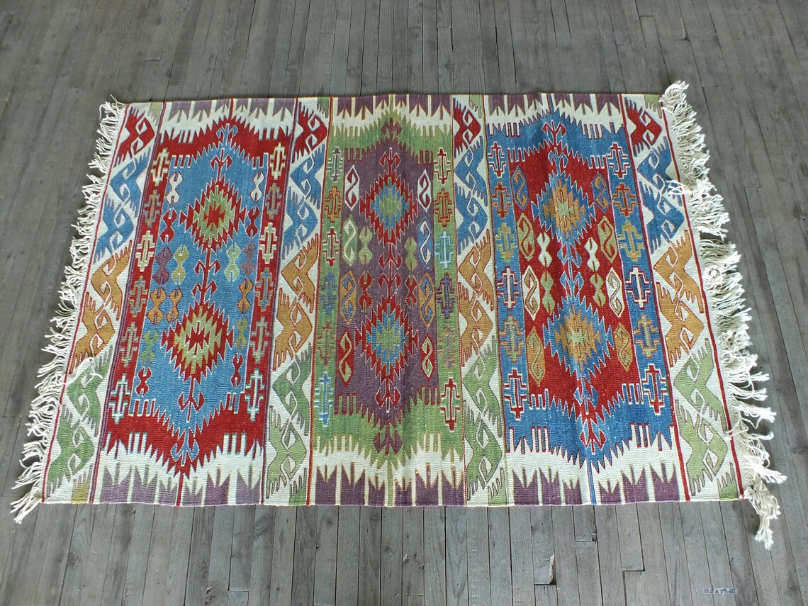 Kilim Rug Kitchen Kilim Rug Turkish Kilim Rug Blue Green - Etsy
