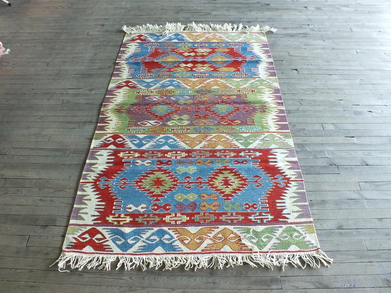 Kilim Rug Kitchen Kilim Rug Turkish Kilim Rug Blue Green - Etsy