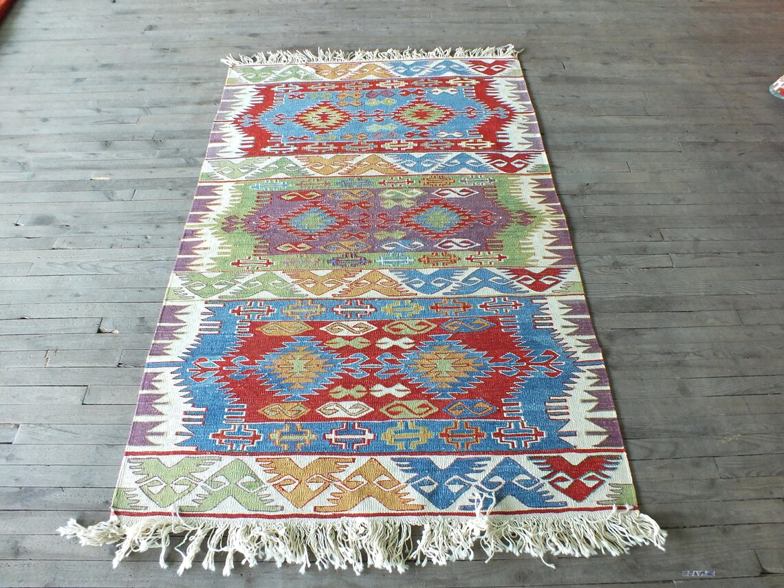Kilim Rug Kitchen Kilim Rug Turkish Kilim Rug Blue Green - Etsy