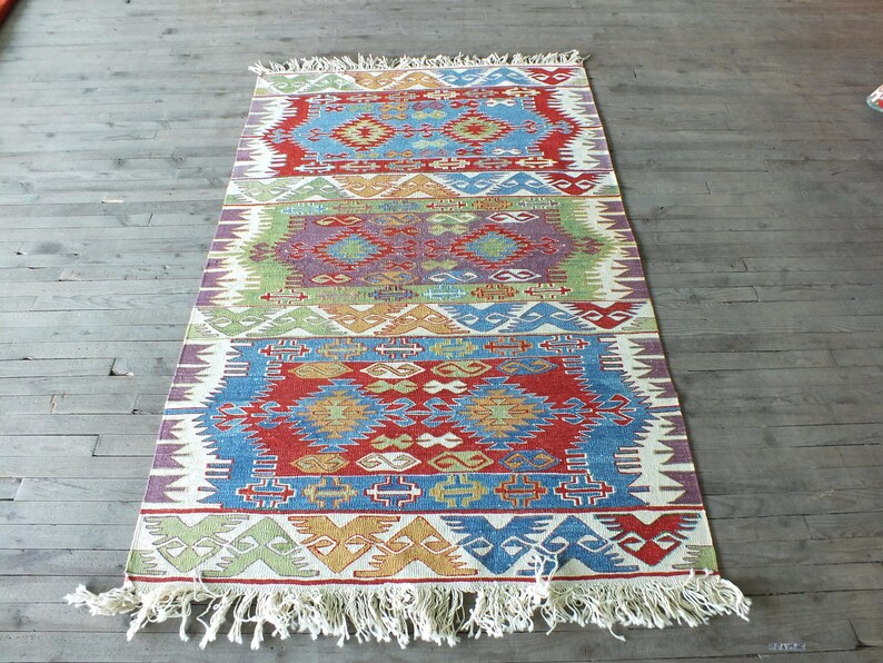 Kilim Rug Kitchen Kilim Rug Turkish Kilim Rug Blue Green - Etsy