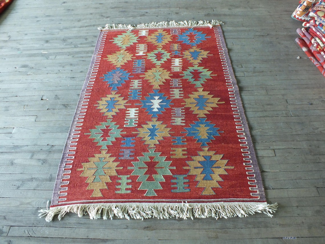 Turkish Kilim Rug Red Kilim Rug Tribal Kilim Rug Handwoven - Etsy