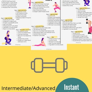 8 Week Exercise Program, Printable Gym Guide, Weekly Gym Plan, Strength ...