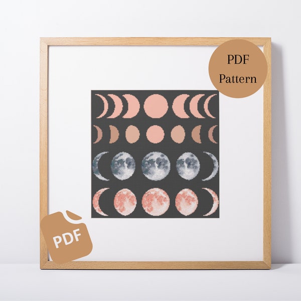 Moon Phase Cross Stitch - Etsy