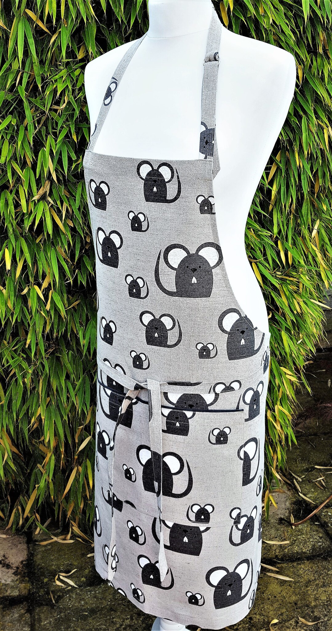 Handmade Mice Linen Cotton Apron. Cooking Baking BBQ Barbecue Gardening ...