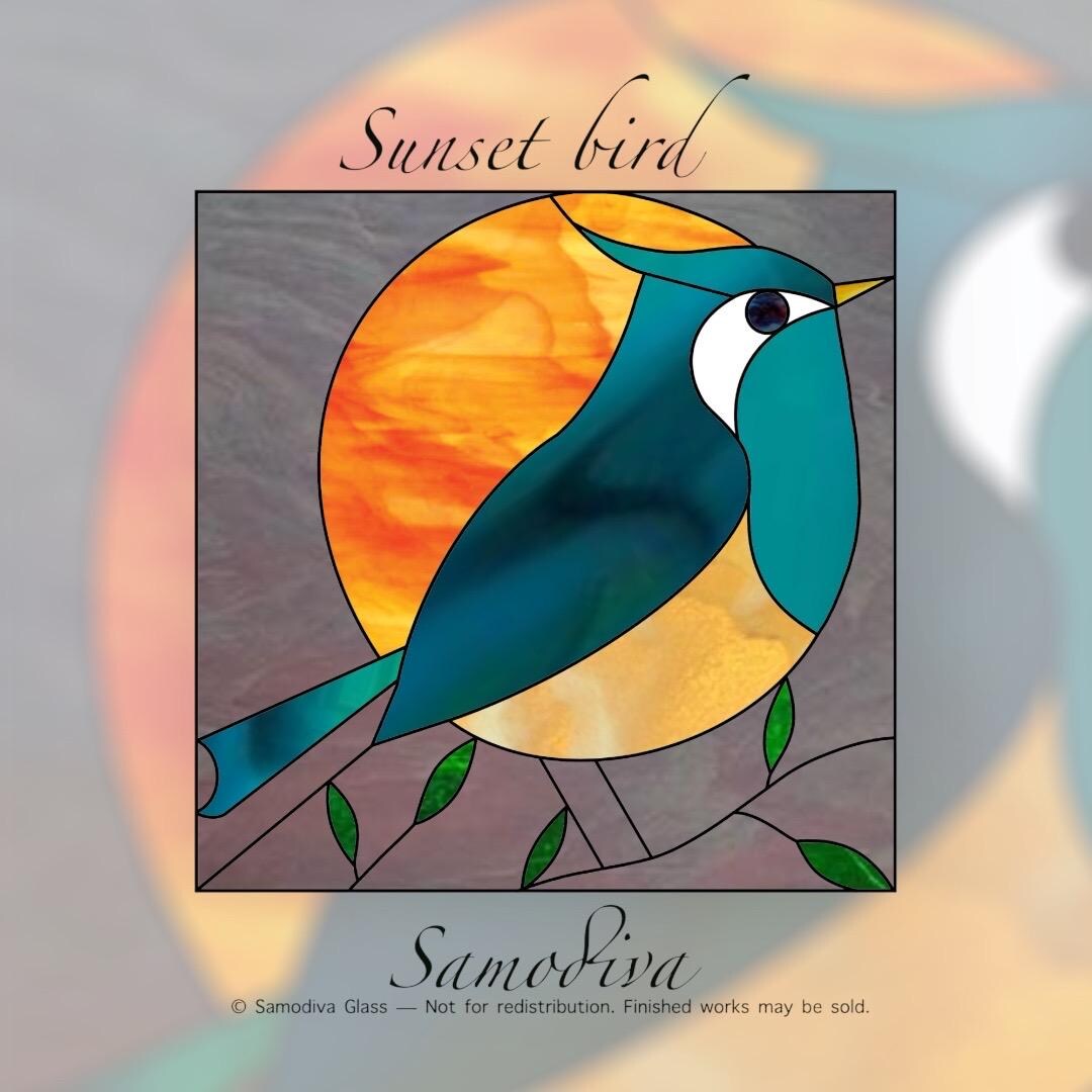 Sunset Bird Stained Glass Pattern: Beginner Suncatcher Design (JPEG) - Etsy