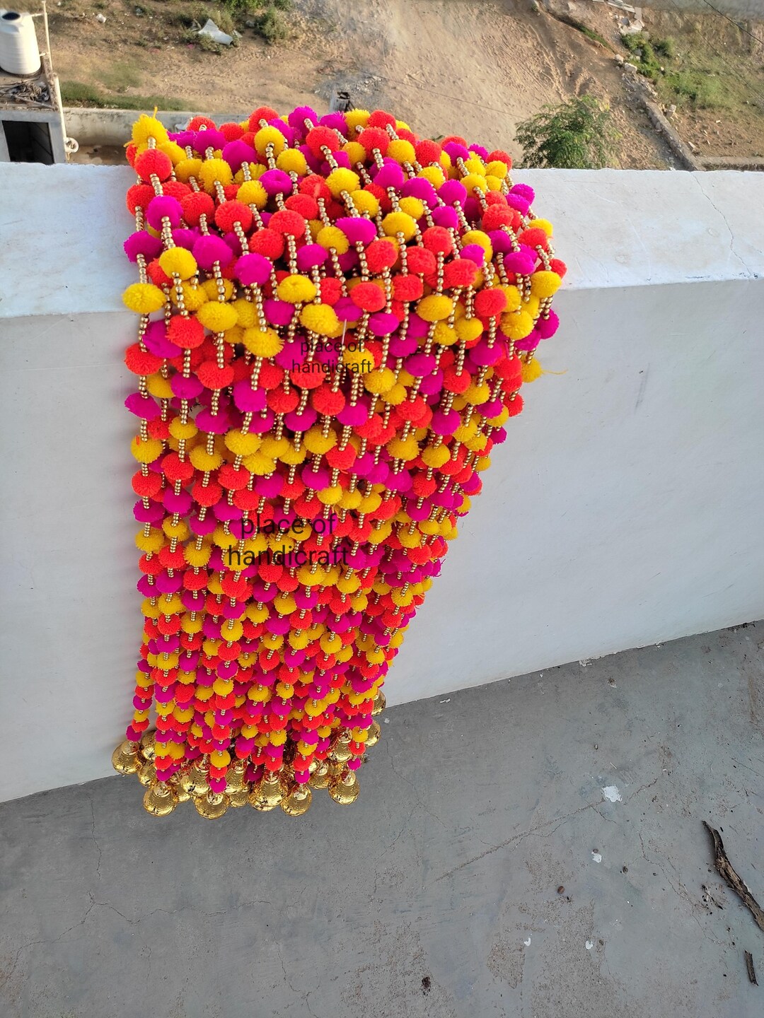 50 Pc FREE SHIPING Pom Pom Indian Wedding Mehndi Sangeet Haldi Decor ...
