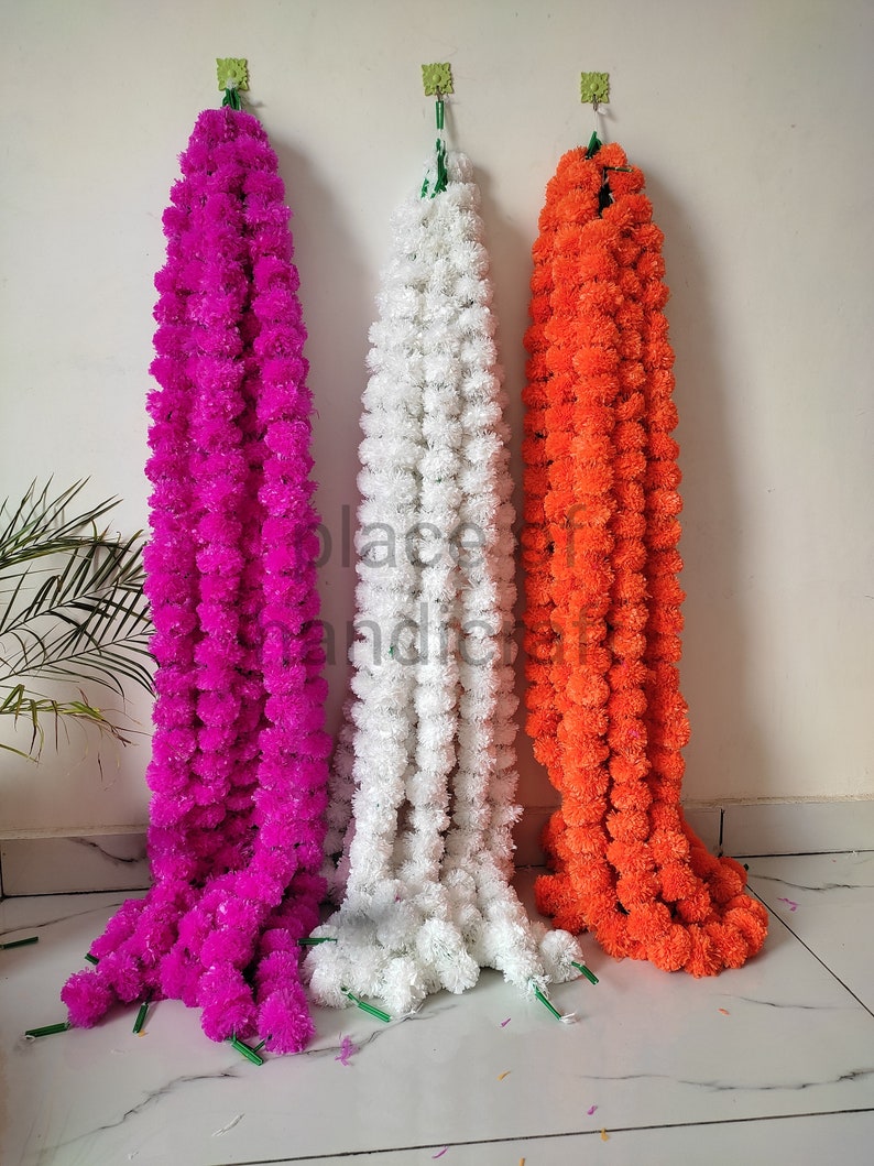 100 Pcs Artificial Marigold Flower Garland – Indian Festival ...