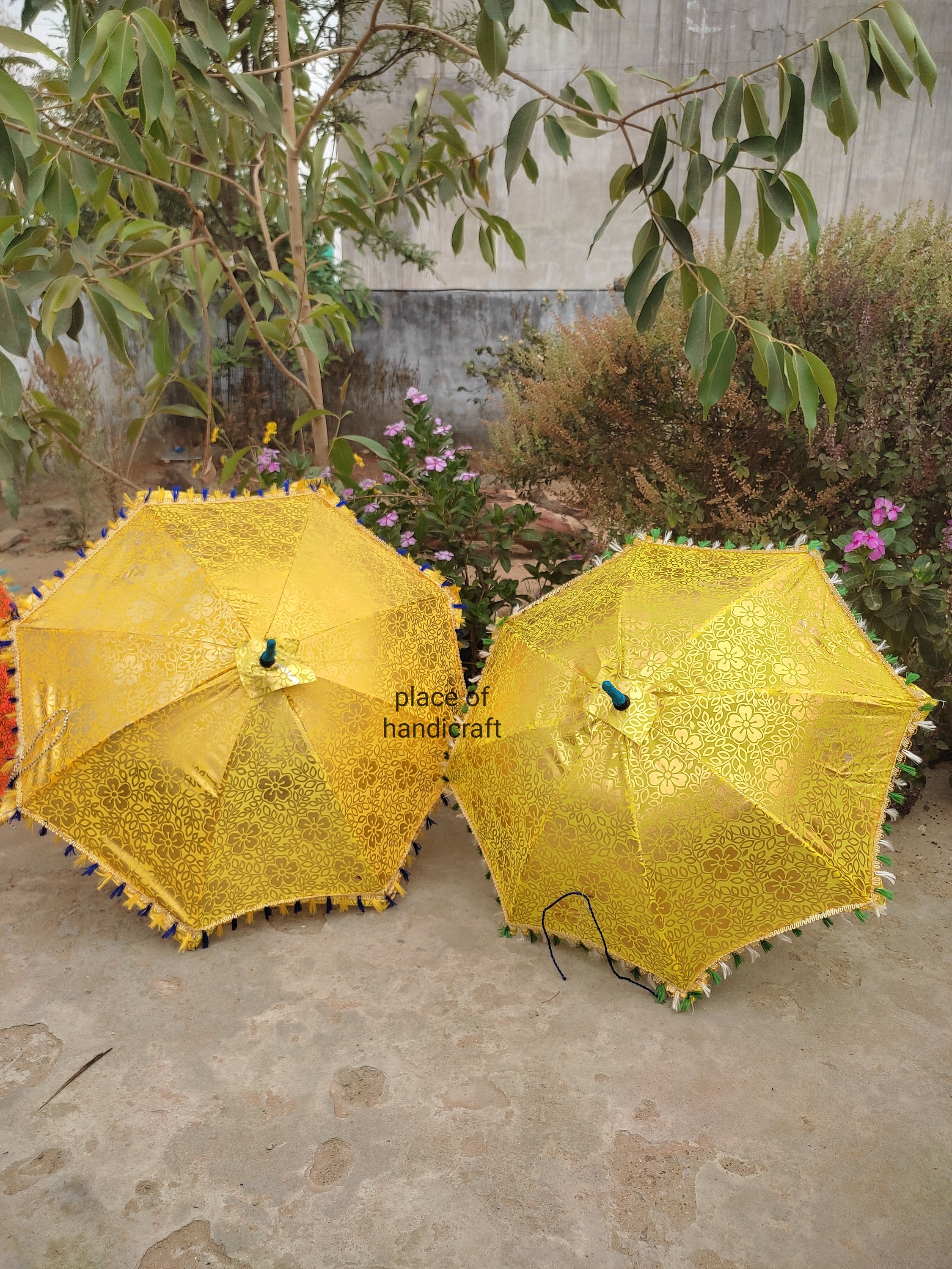 Wholesale Lot of Indian Gold Printed Wedding Haldi Mehndi Decorative Umbrellas Sun Parasol Beach Sun Protection Umbrellas for Stage Decor Etsy