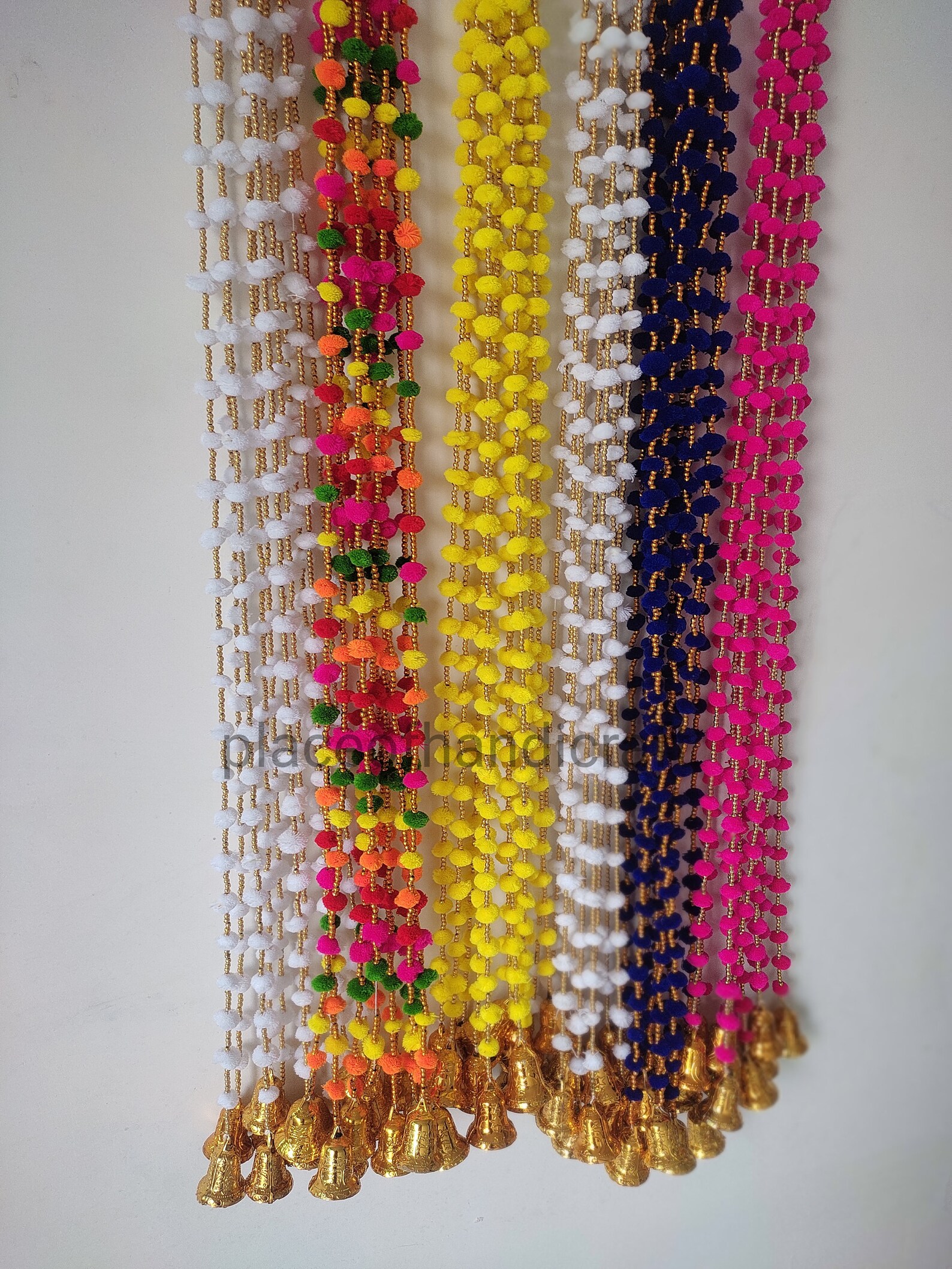 50 Pc FREE SHIPING Pom Pom Wedding Backdrop Decor Bell String,indian ...