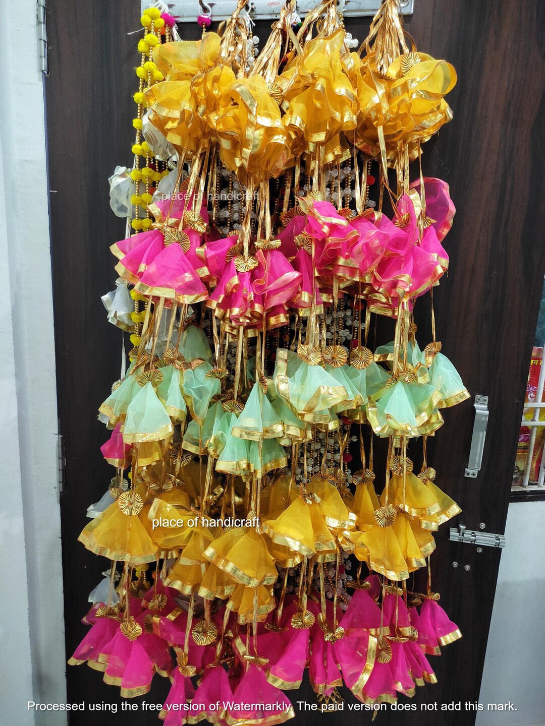 50 Strings of Net Fabric Colorful Tassel With Gota Lace Flower Indian ...