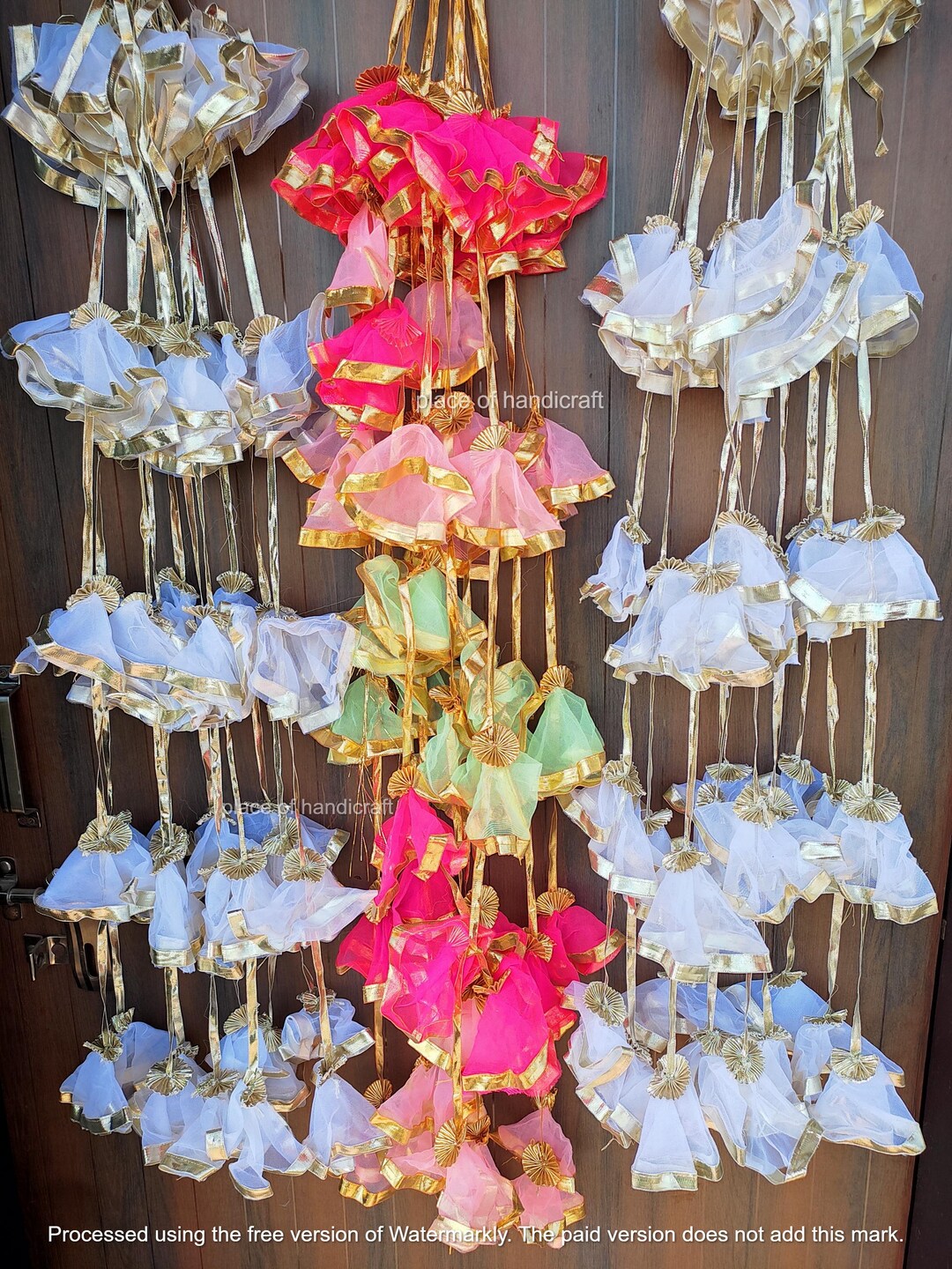 50 Strings of Net Fabric Colorful Tassel With Gota Flower Indian ...