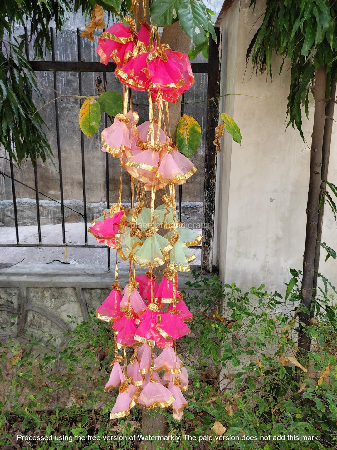 10 Strings of Net Fabric Colorful Tassel With Gota Lace Flower Indian ...