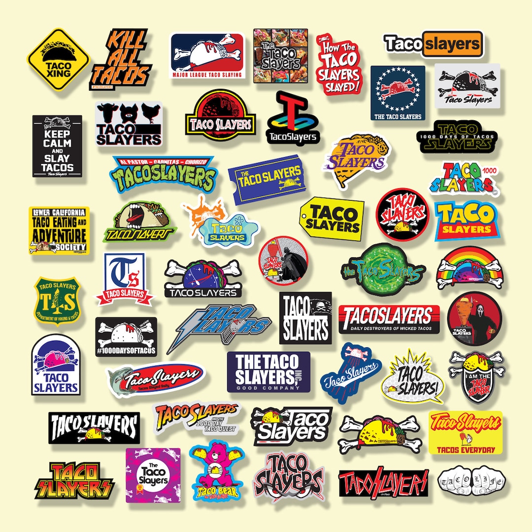 Taco Slayer Stickers: 52 Unique Designs - Waterproof Vinyl Decals - Etsy