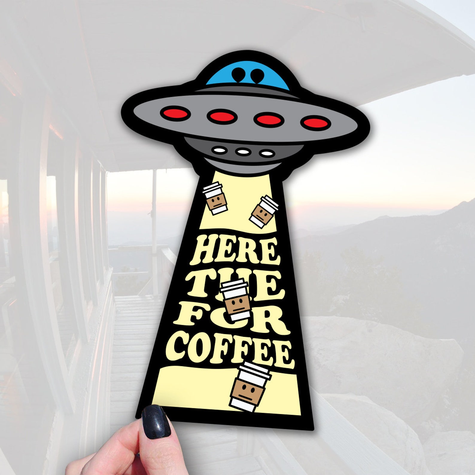 Coffee UFO Sticker Waterproof Vinyl Decal for Laptops and Water Bottles - Etsy