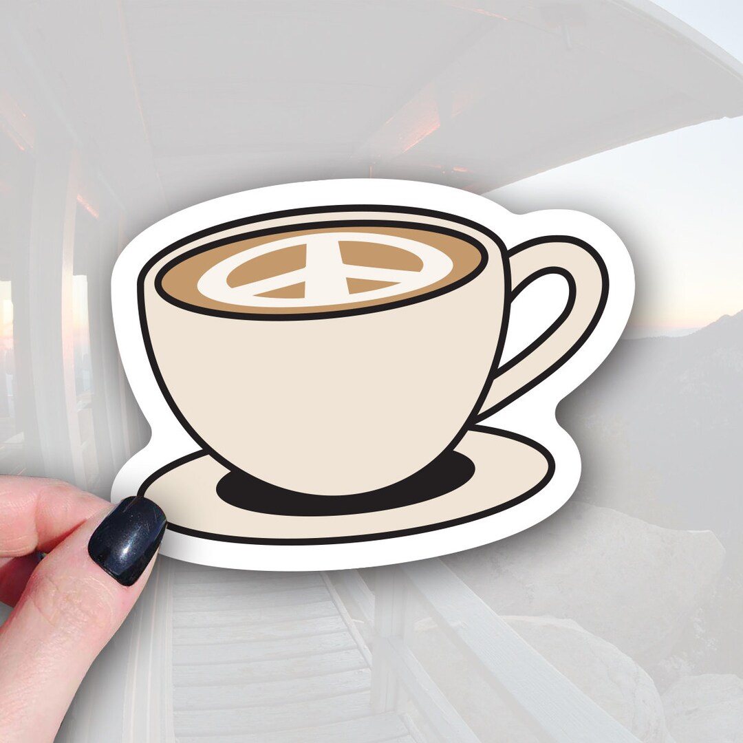Cup of Coffee Latte Art Sticker - Waterproof Vinyl Sticker for Caffeine ...