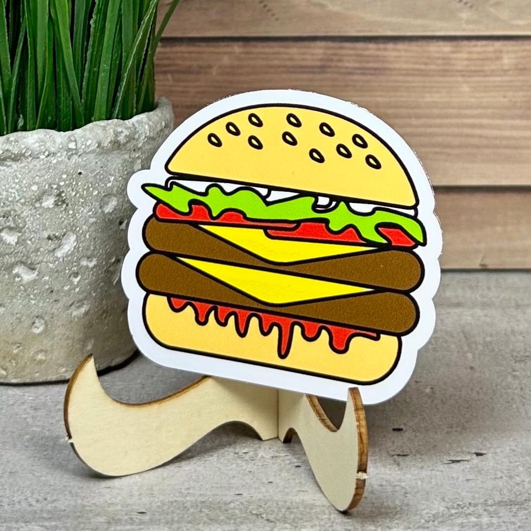 Burger Sticker: Double Cheese, Cute Foodie Design - Waterproof Vinyl ...