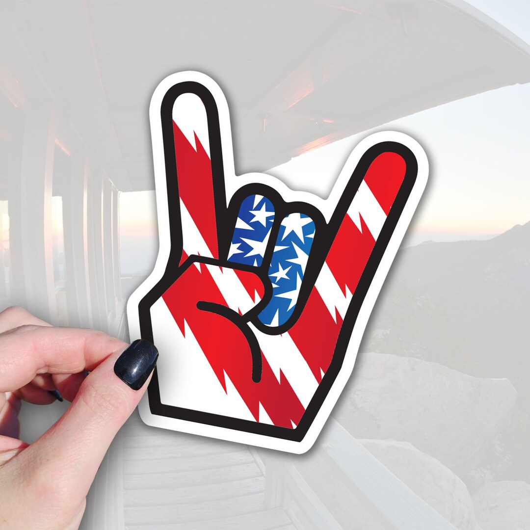 Patriotic USA Flag Horns Sticker - Waterproof Vinyl Decal for Fourth of ...